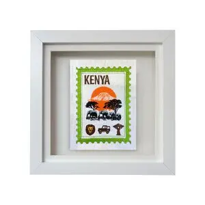 LILLY LOVES Kenya Embroidered Stamp Artwork - Green