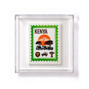 LILLY LOVES Embroidered Kenya Stamp Artwork - Green