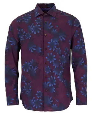 LORDS OF HARLECH Norman Ramble Floral Shirt Plum - Purple