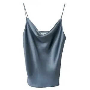 Mionè Silk Camisole Top With Draped Detail - Grey