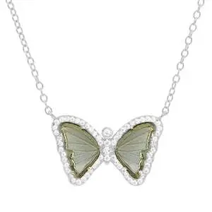 KAMARIA Mini Butterfly Necklace In Smoky Quartz - Silver