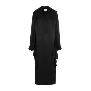 SILVIA SERBAN Satin Dress With Long Sleeves - Black