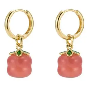 SEREE Harvest Jade Stone Charm Earrings In Persimmon - Red