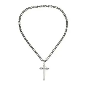 JAGGED HALO JEWELRY Karma Dagger Necklace White Gold - Silver