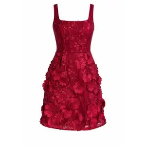 GIRL IN MIND Celeste Floral Square Neck Mini Dress Berry - Red