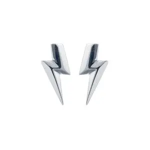 EDGE ONLY 3d Flat Top Lightning Bolt Earrings Sterling - Silver