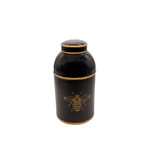 NILA PARMAR DESIGNS Hand-painted Bee Garden Canister - Black
