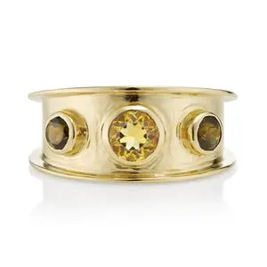 AUGUSTINE JEWELS Yellow / Brown Yellow Citrine & Smoky Quartz Gold Statet Ring - Yellow/brown