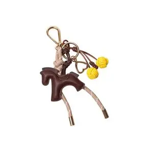 POP UPS BRAND Neutrals Key Chain Taupe With Charms Espresso Horse And Cherries - Yellow