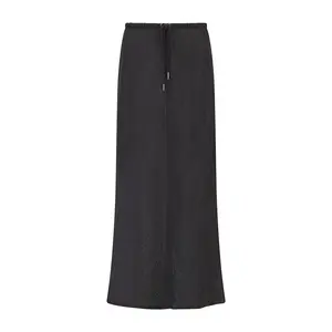 THE SUMMER EDIT Phoebe Luxe Linen Drawstring Skirt - Black