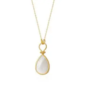 SPERO LONDON Mother Of Pearl Natural Hammared Sterling Silver Pendant Necklace - Gold
