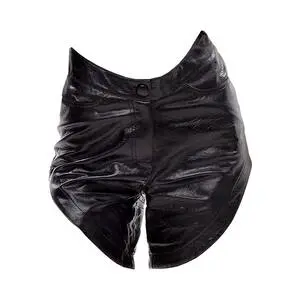MAISON BOGOMIL Curved Cut Asymmetric High-low Waist Leather Shorts