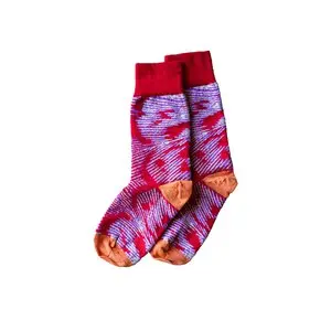ESSIEN & EMRE Pavo Pattern Wool Socks Orange - Red