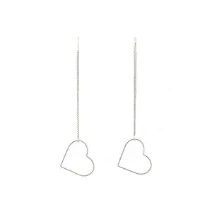 Oana Savu Sterling Heart Dangle Chain Earrings - Silver