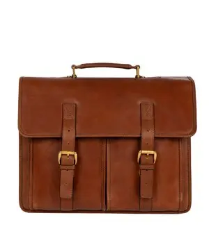 TIME RESISTANCE Leather Satchel Bag - The Time Machine - Cognac Brown Matte Black/brown