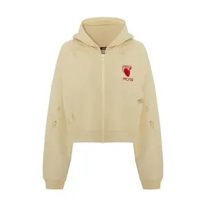 PCFG Neutrals / Destroyed Zip Up Hoodie - Chino Green