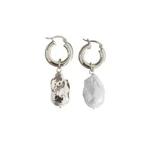 EYECONIC BY SAMAR AJRAM Baroque Pearl Plated Earrings - Silver