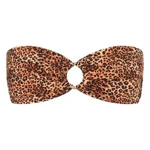 SOLEIL STATE Brown / Black Sunseeker Leopard Bandeau Bikini Top - Brown/black
