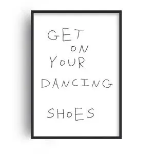FANCLUB Get On Your Dancing Shoes Handwritten Retro Music Giclée Art Print - Black