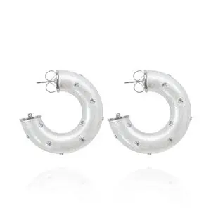 SAULE LABEL Alba Hoops In Jet Frost - Silver