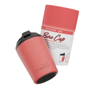 Fressko Bino 8oz / 227ml Reusable Coffee Cup, Stainless Steel - Coral Orange