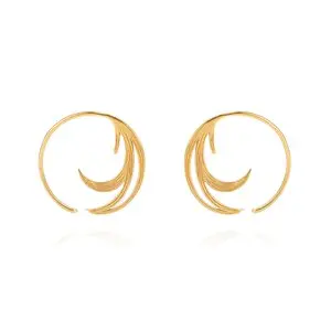 LEE RENEE Duck Feather Hoop Earrings - Gold