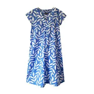 LIME TREE DESIGN Audrey Shift Large Leaf Cornish - Blue