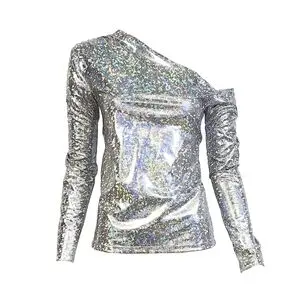 LALIPOP DESIGN Mirror-effect Asymmetric Blouse - Silver