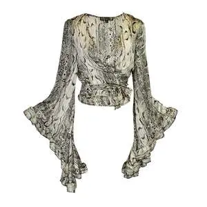 JENNAFER GRACE Boogie Muse Wrap Top In Python - Black