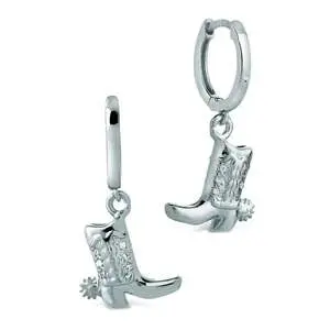 SHADED THE LABEL Jessie Cowboy Boot Sterling Huggie Hoop Earring - Silver