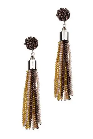 Saachi Multi Colored Crystal Tassel Earring - Blue