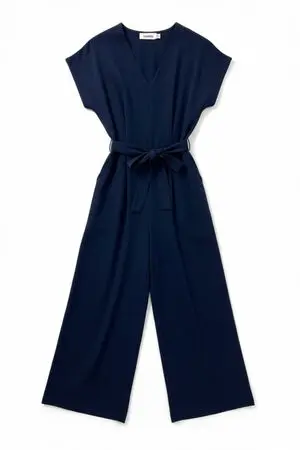 LOUCHE Phoenix Linen Mix Jumpsuit Navy - Blue