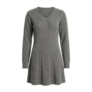 MODENAIRE Cable Knit Dress Sculpted Texture - Grey