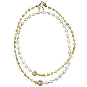 FARRA Yellow Opal With Freshwater Pearls Multi-way Necklace - Orange