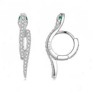 ANGEL BAROCCO Serpent Sparkle Hoop Earrings – Gold & Vermeil - Silver