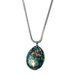 BABALOO JEWELRY Abalone Shell Pendant Necklace - Silver