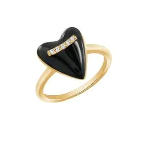 DIAMONBLISS Puffy Heart Ring, Enamel - Black