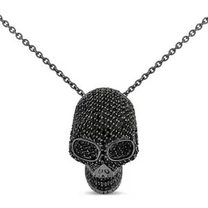 SALLY SKOUFIS Life Necklace With Made Diamonds In Rhodium - Black