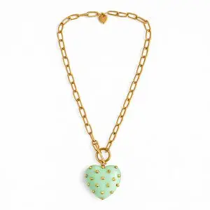 MICHAEL NASH JEWELRY Celestine Jade Resin Heart Pendant - Green