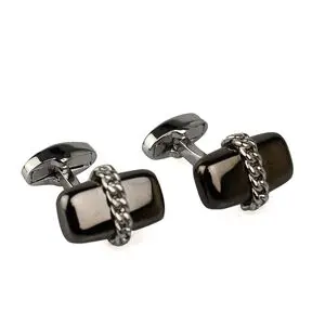 DAVID WEJ Neutrals / Chained Capsule Cufflinks Matte - Silver