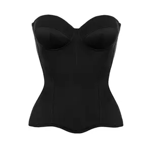 MAVLO Satin Corset Bustier - Black