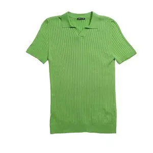 EIGHT X Ribbed Knit Polo - Green