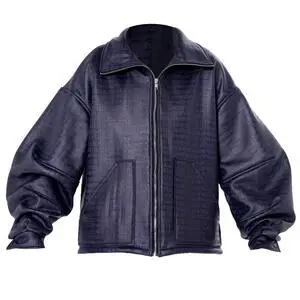 METAMORPHOZA Blue / Black Oversized Croc-effect Jacket In Blue - Blue/black