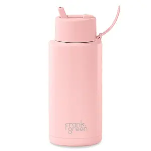 FRANK GREEN 34oz Stainless Steel Ceramic Reusable Bottle Blushed With Flip Straw Lid - Pink