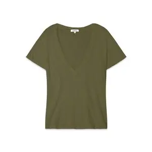 NOEND Supima Cotton Deep V Neck Tee In Military - Green