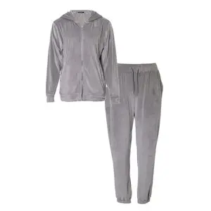 PRETTY YOU Velour Hoody Jogger Set - Grey