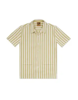 GRESHAM BLAKE Neutrals Ecru Stripe Bowling Shirt - Beige