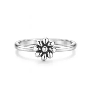UNALOE Adjustable Ring With Flower In Sterling Handmade Italian Floral Jewelry - Silver