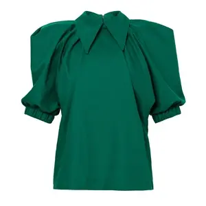 JULIA ALLERT Designer Puff Sleeve Blouse - Green