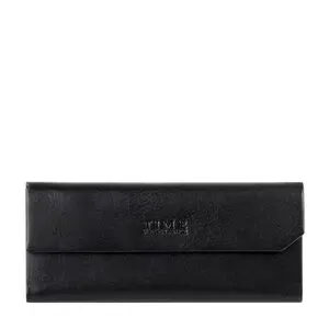TIME RESISTANCE Foldable Leather Glasses Case The Riddle Of The Sands - Black